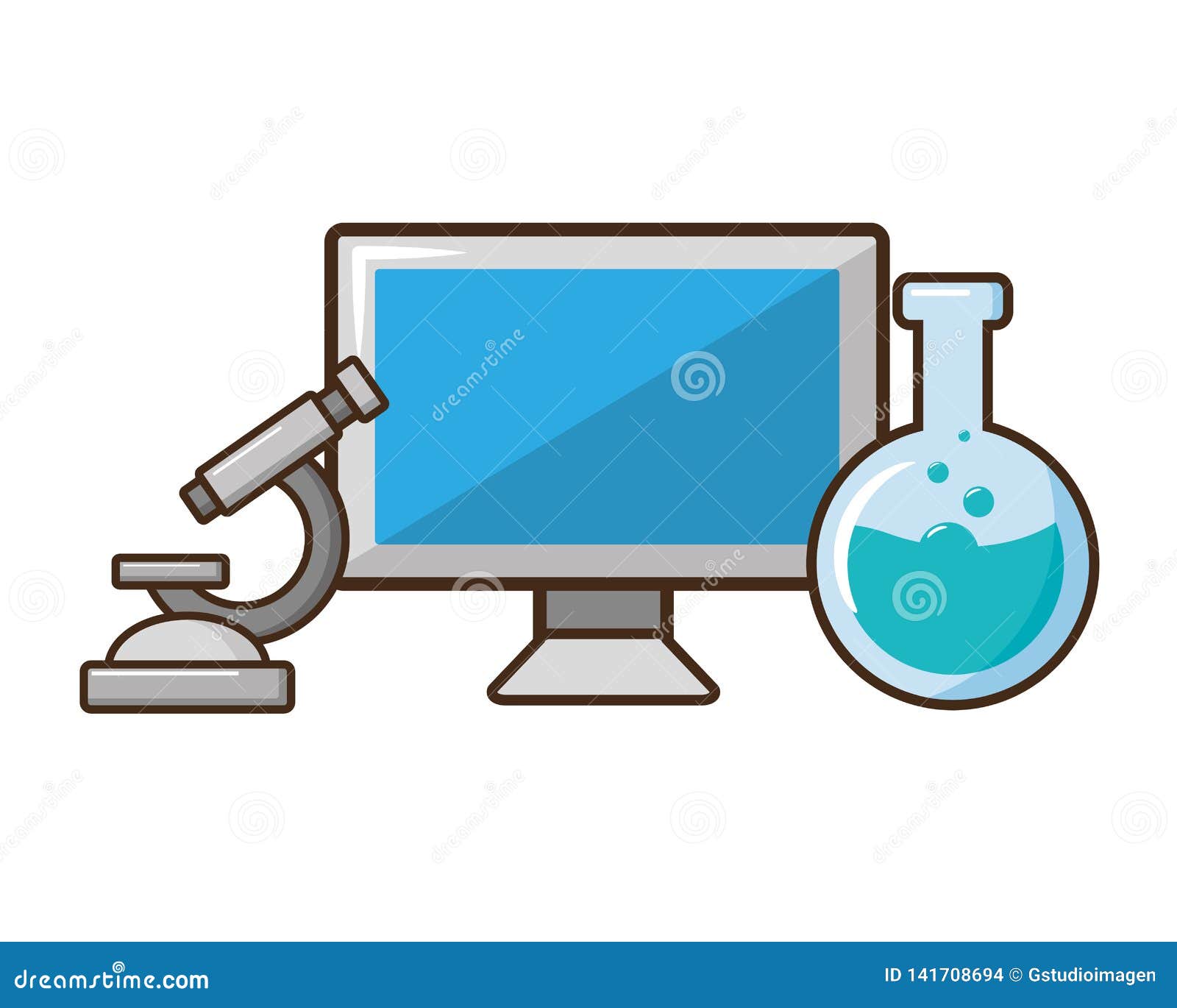 Computer Microscope Laboratory Science Stock Vector - Illustration of ...