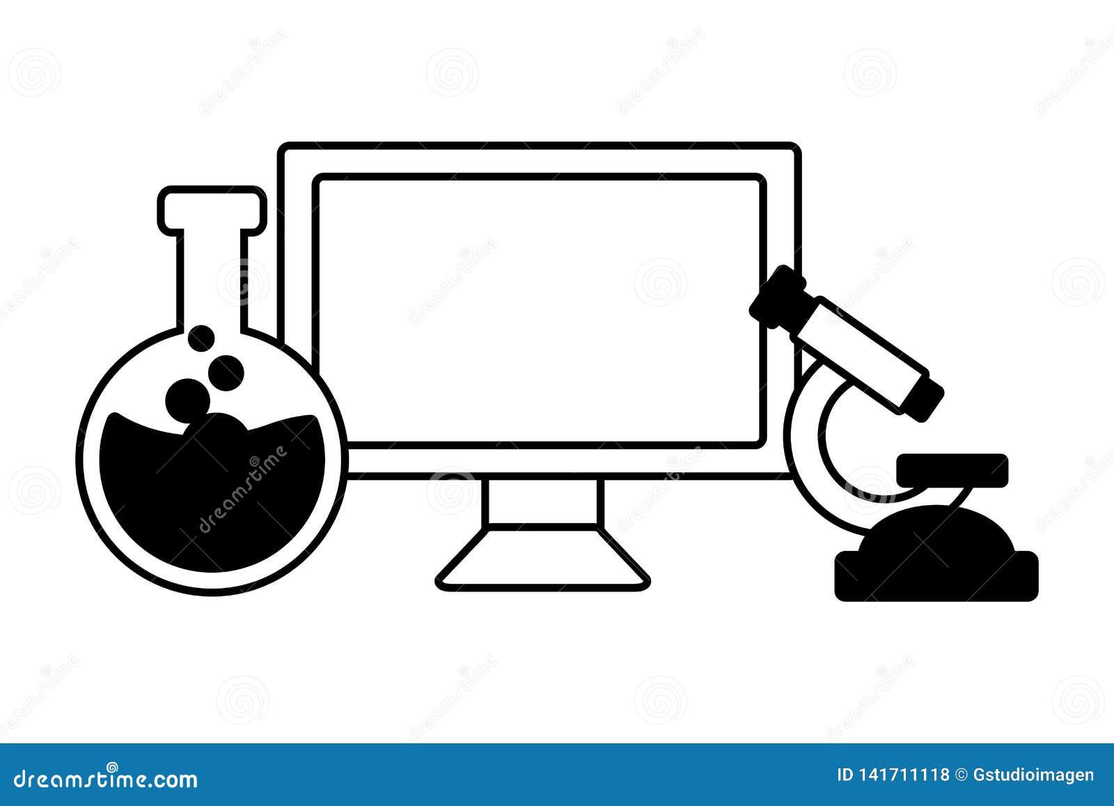 Computer Microscope Laboratory Science Stock Vector - Illustration of ...
