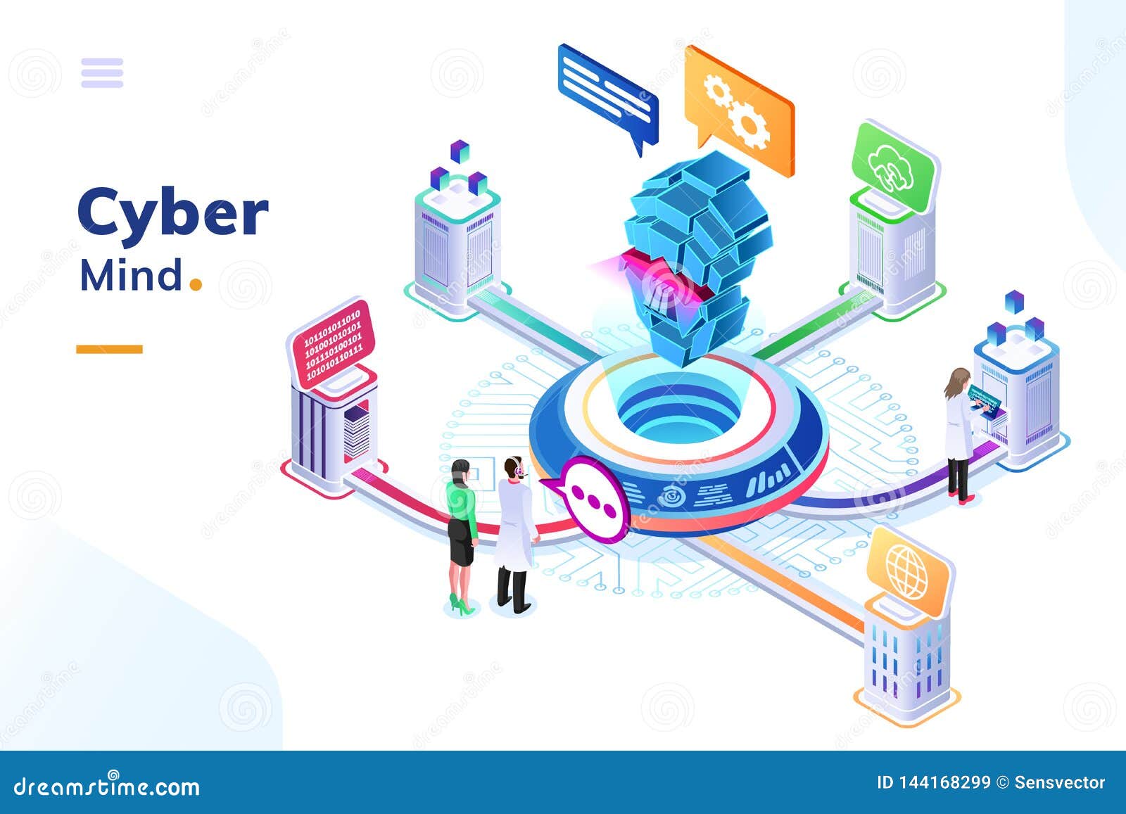 Computer Mind or Artificial Intelligence Brain Stock Vector ...