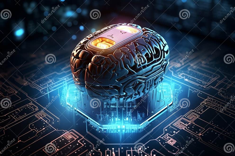 Brain Shape, Close-up on an Abstract Background. the Computer Mind and ...