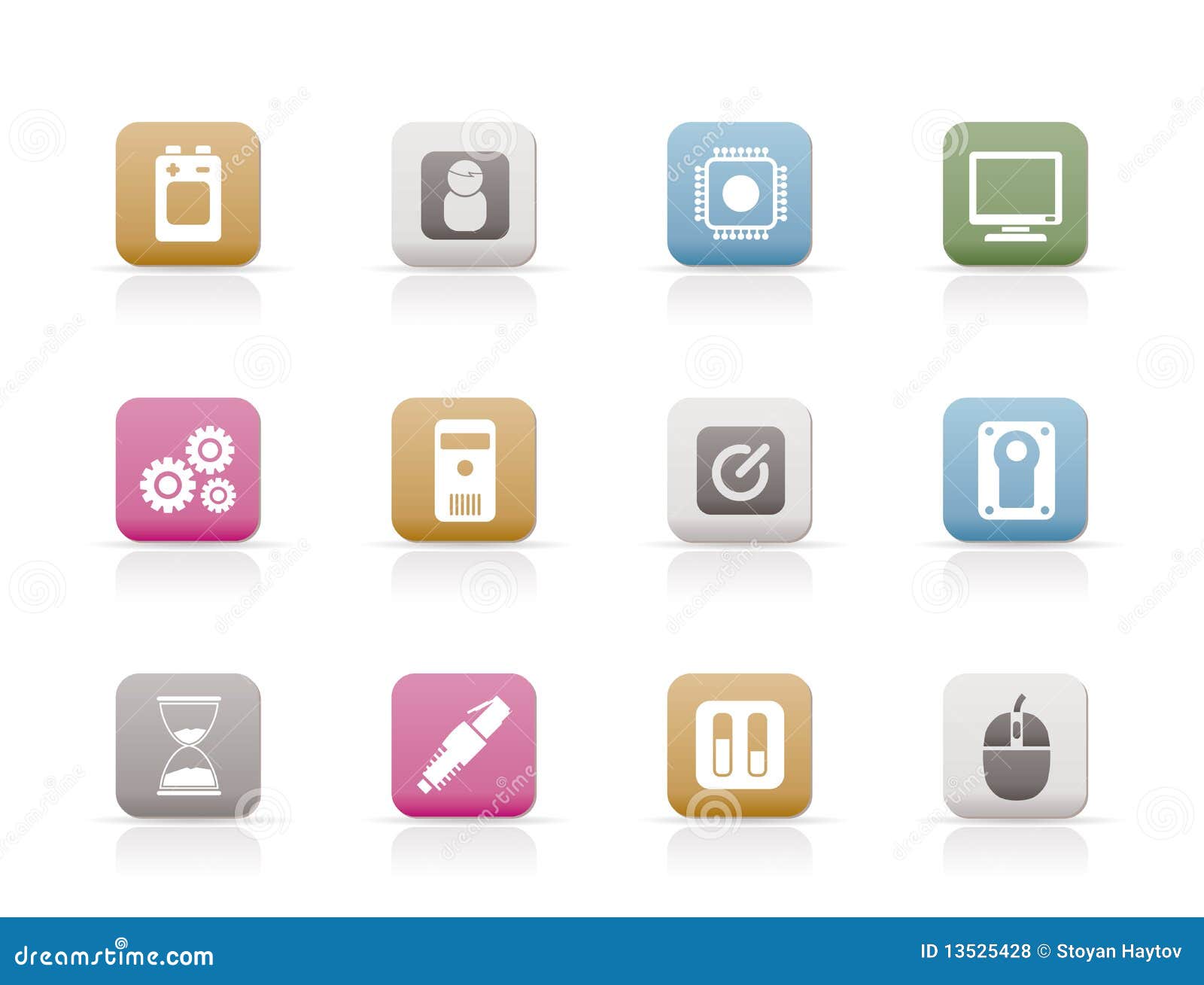 Computer and Mobile Phone Elements Icons Stock Vector - Illustration of ...