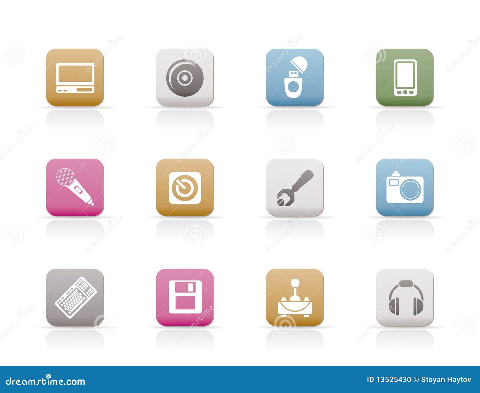 Computer and Mobile Phone Equipment Icons Stock Vector - Illustration ...