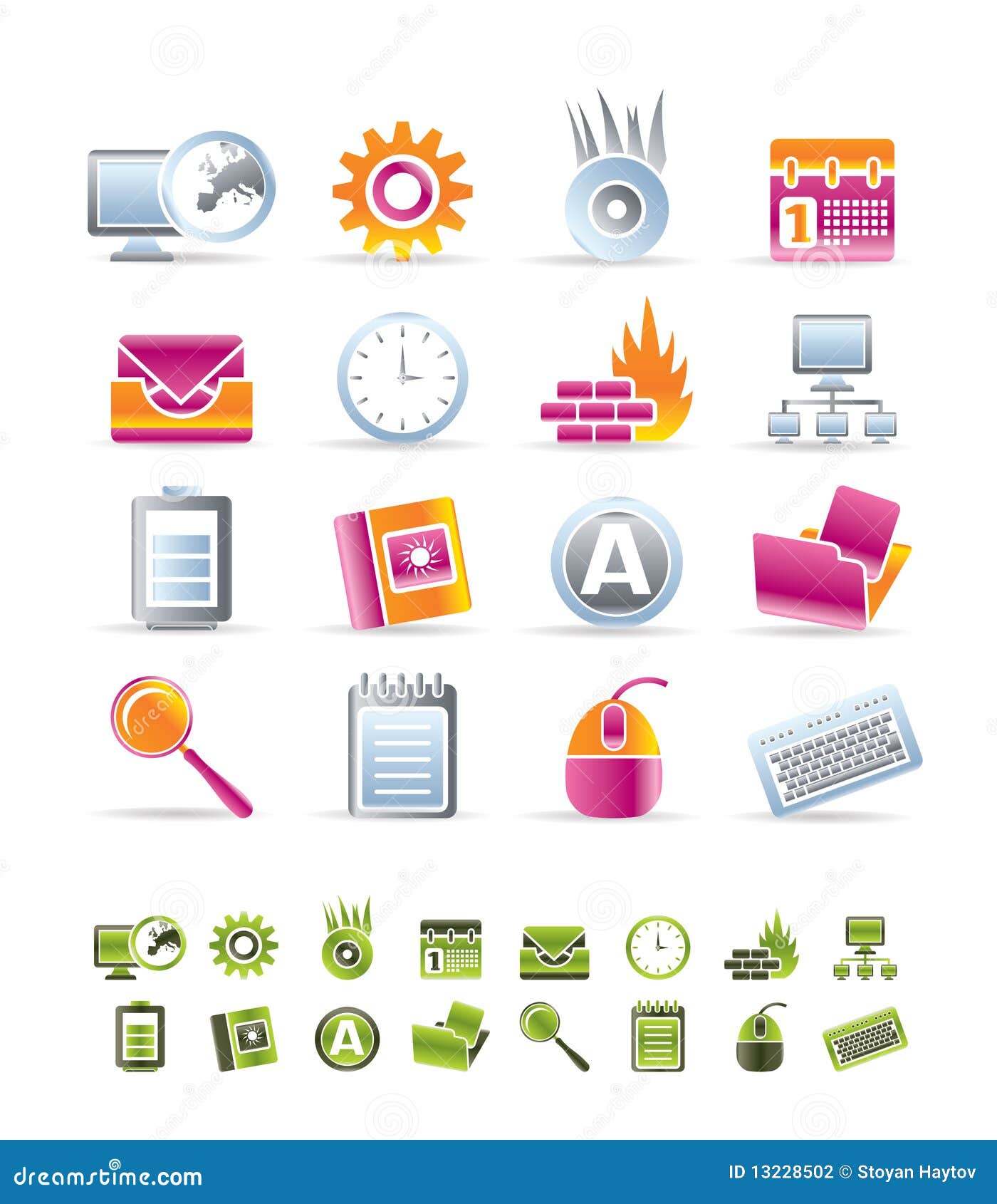Computer, Mobile Phone and Internet Icons Stock Vector - Illustration ...