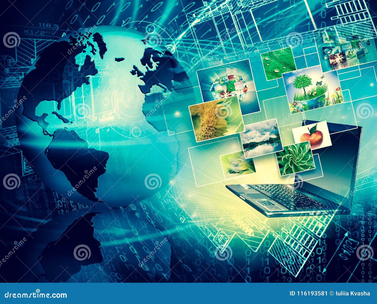 Computer Mobility, Internet Communication and Cloud Computing Concept ...