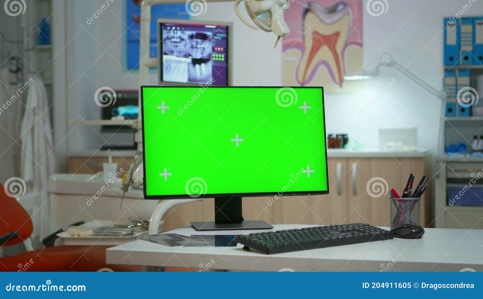 Computer with Mockup Display Placed in Dental Office Stock Video ...