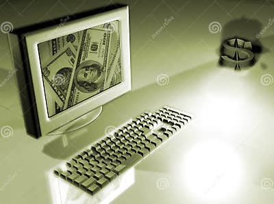 Computer with Money Concept Stock Illustration - Illustration of ...