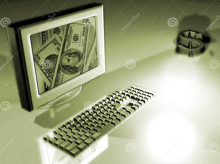 Computer with Money Concept Stock Illustration - Illustration of ...