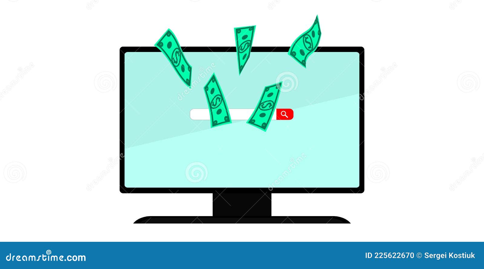 Computer and Money. Earning Money on the Internet Stock Vector ...