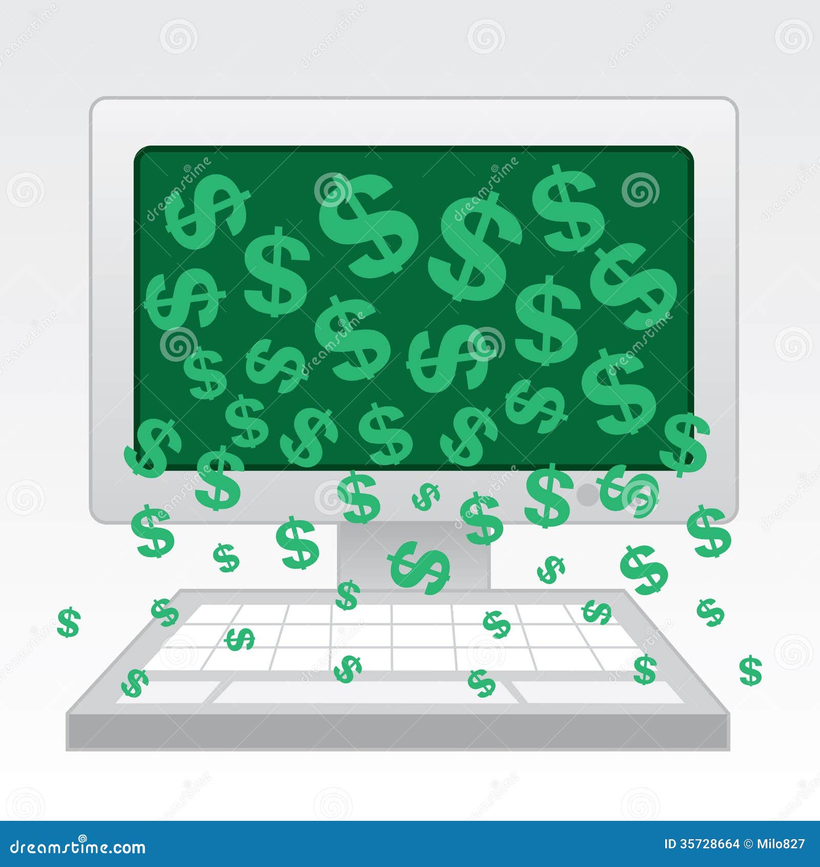 Computer Money Falling stock vector. Illustration of desktop - 35728664