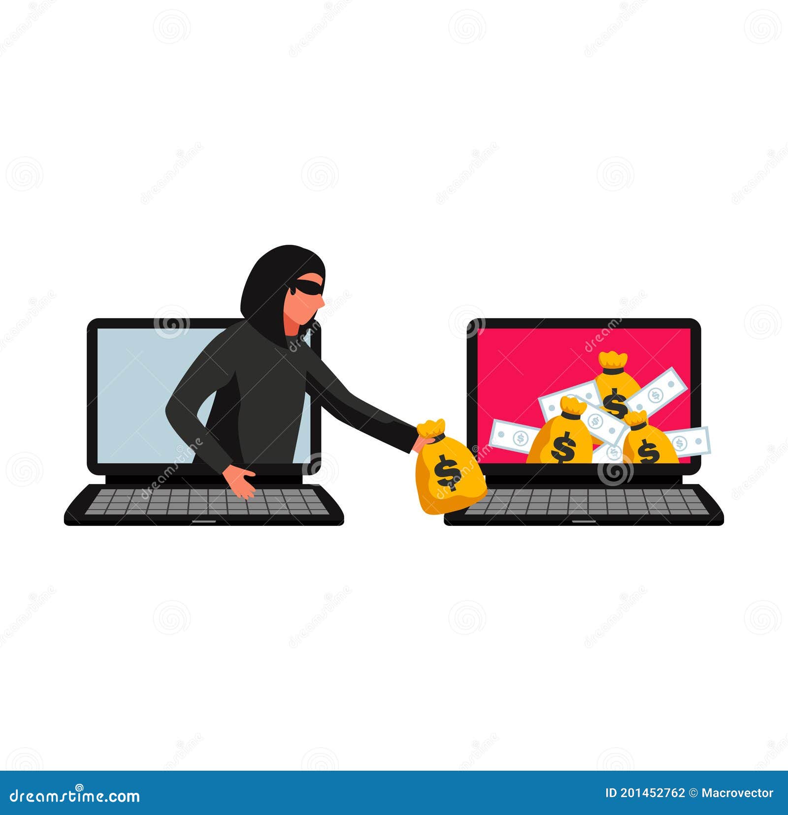 Computer Money Hacker Composition Stock Illustration - Illustration of ...