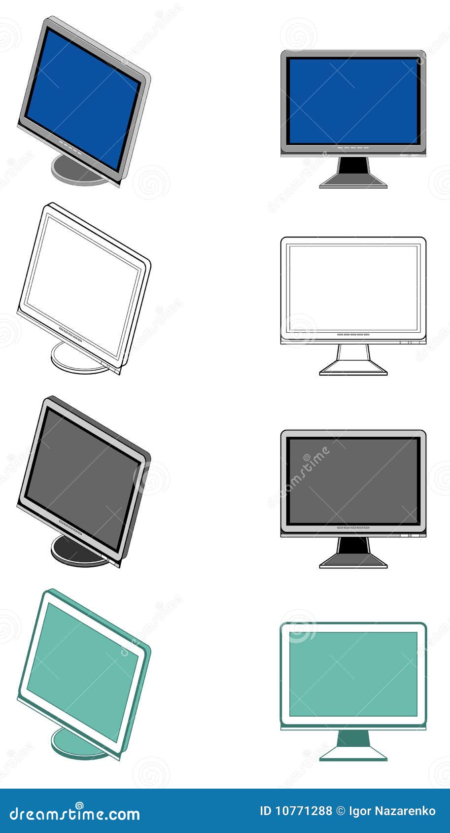 Computer monitor stock vector. Illustration of gray, monitor - 10771288