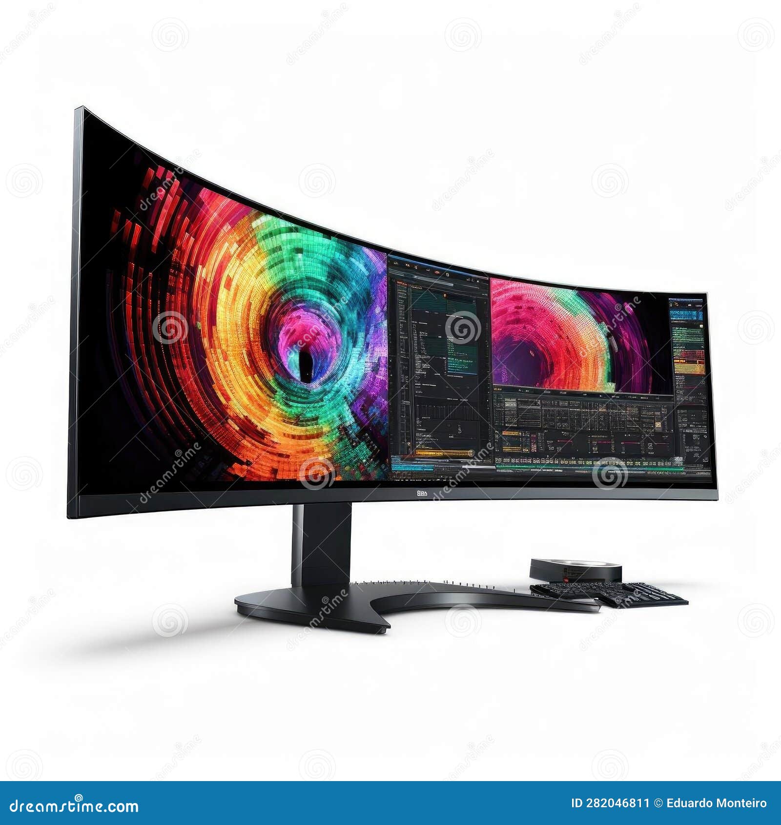 Computer Monitor with Abstract Colorful Image - on White Background ...