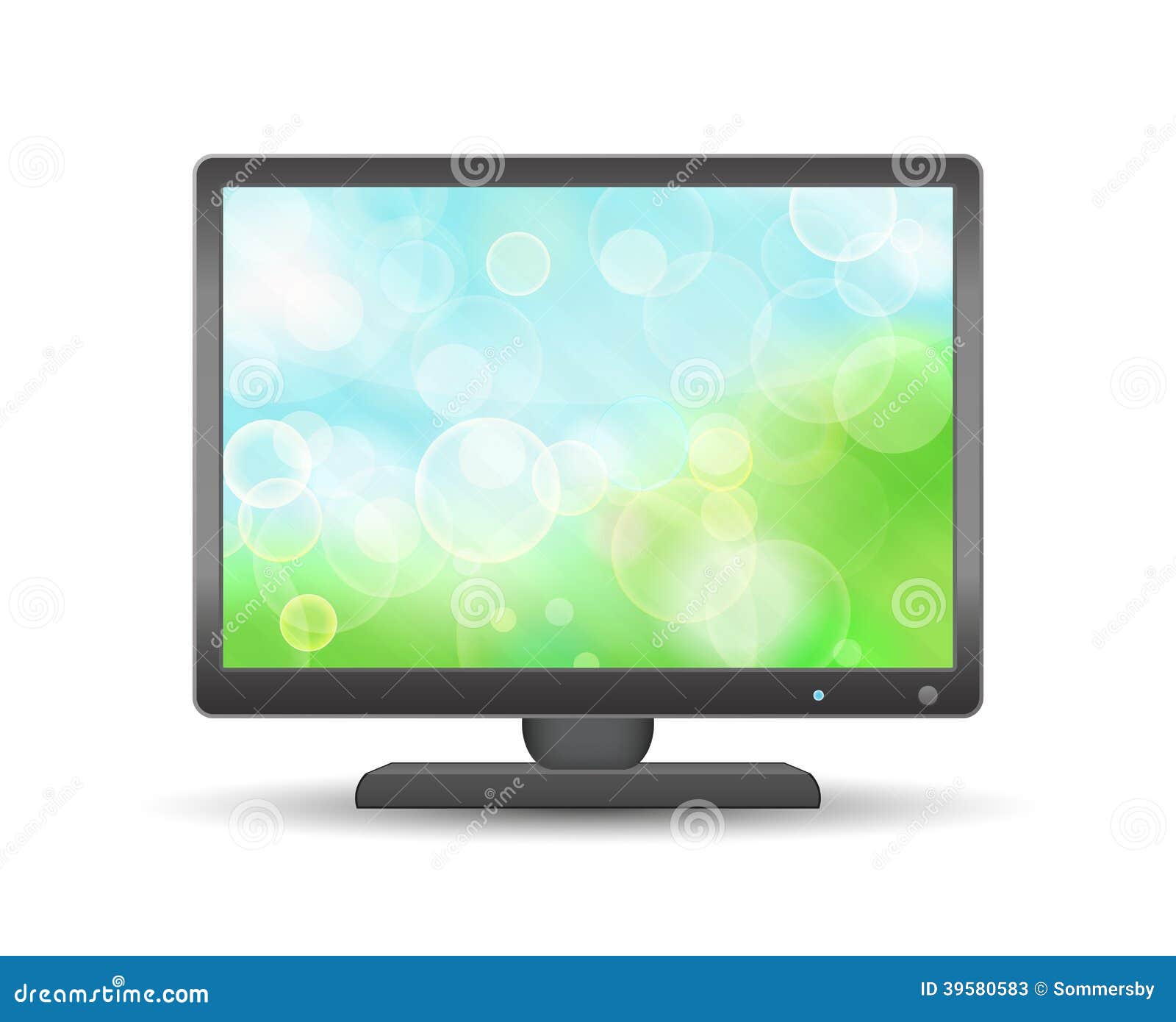 Computer Monitor with Abstract Green Natural Screen Back Stock Vector ...