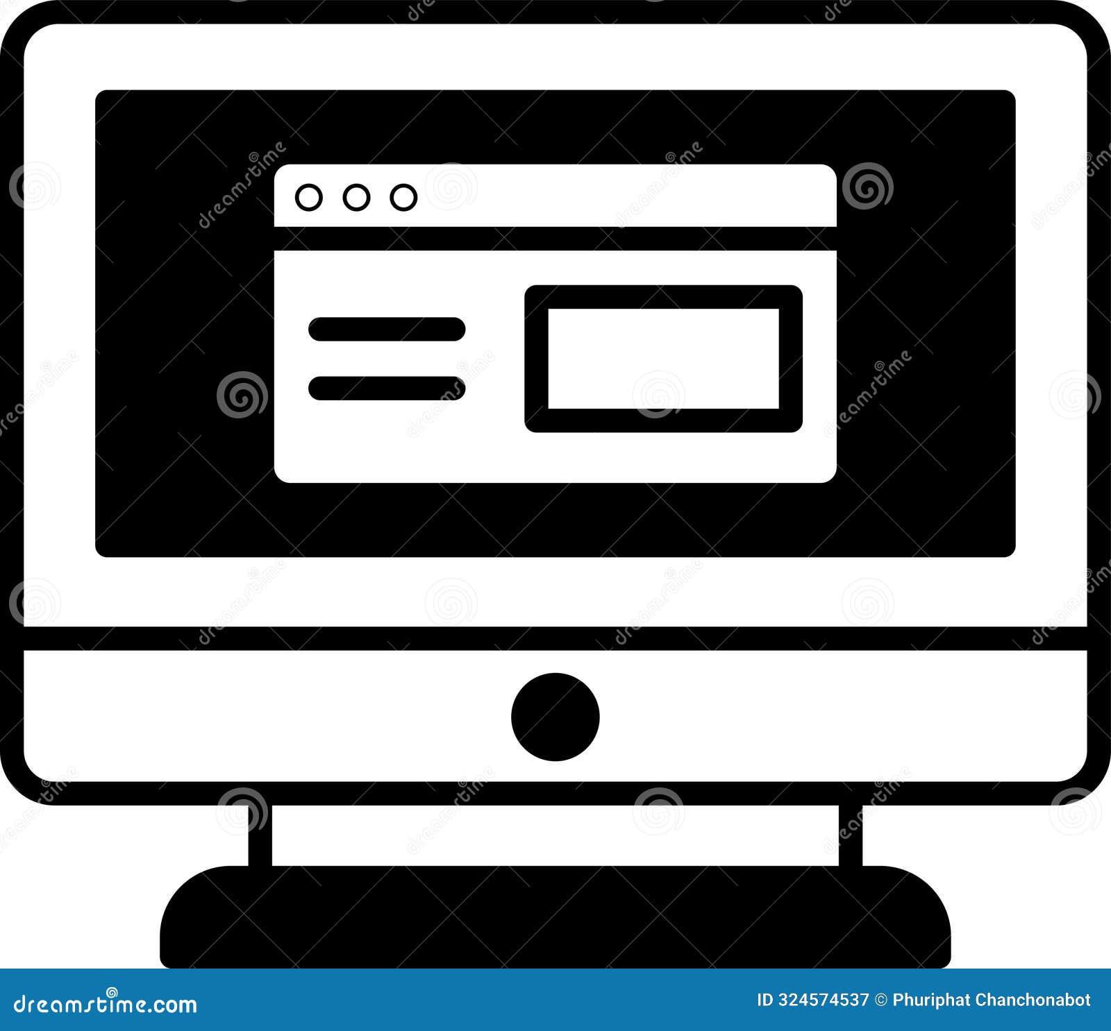 A Computer Monitor with a Black and White Screen Stock Vector ...
