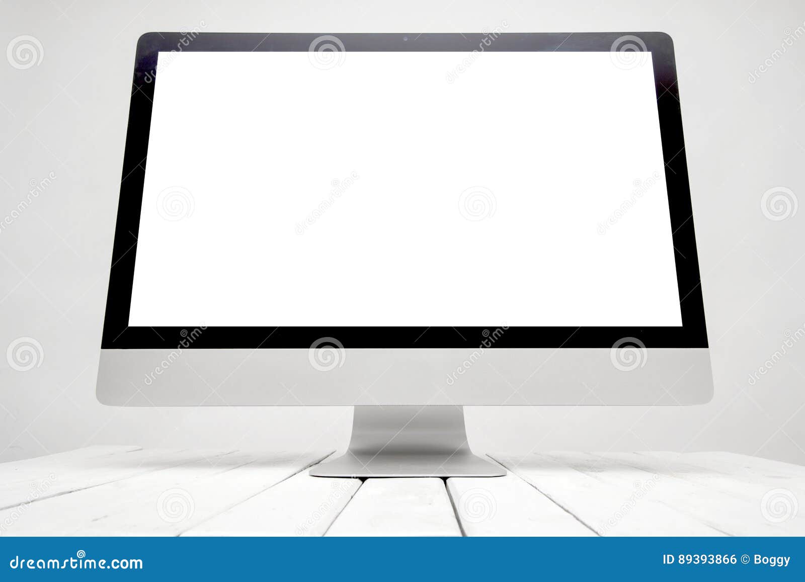 Computer Monitor with Blank White Screen Stock Photo - Image of studio ...