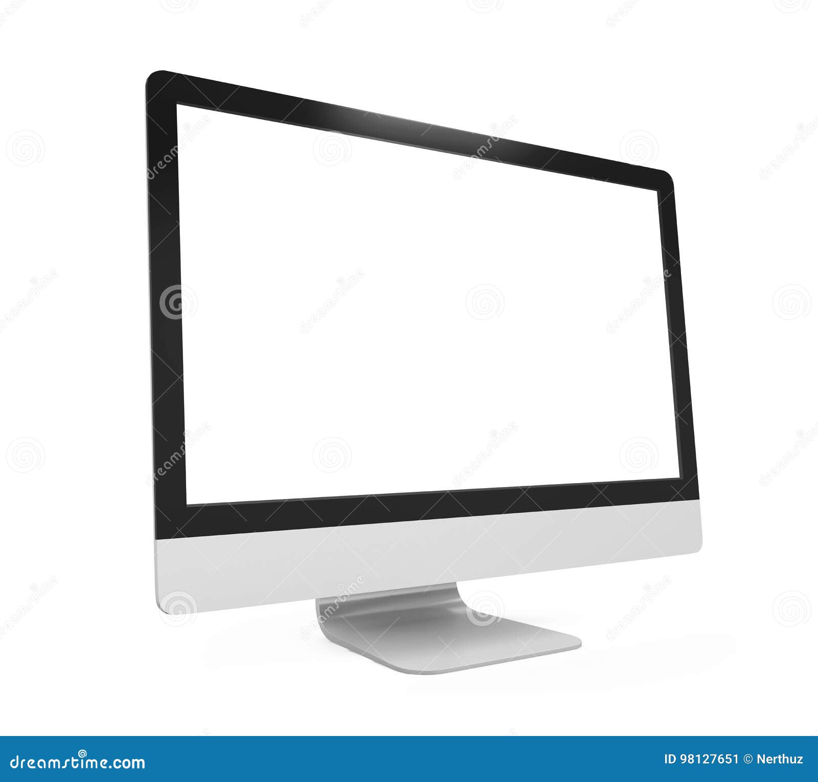 Computer Monitor with Blank White Screen Isolated Stock Illustration ...