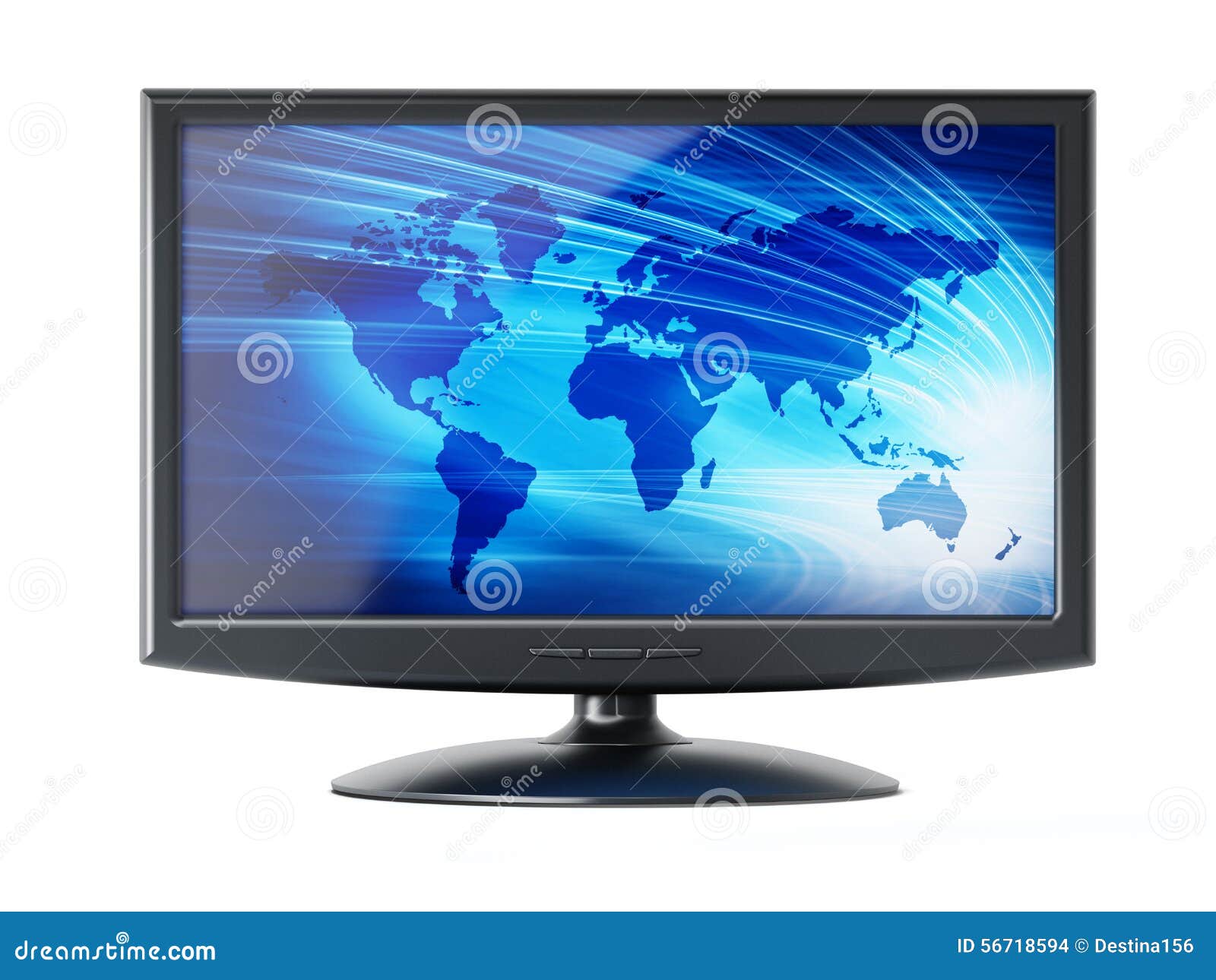 Computer Monitor with Blue Earth Background on the Screen Stock ...