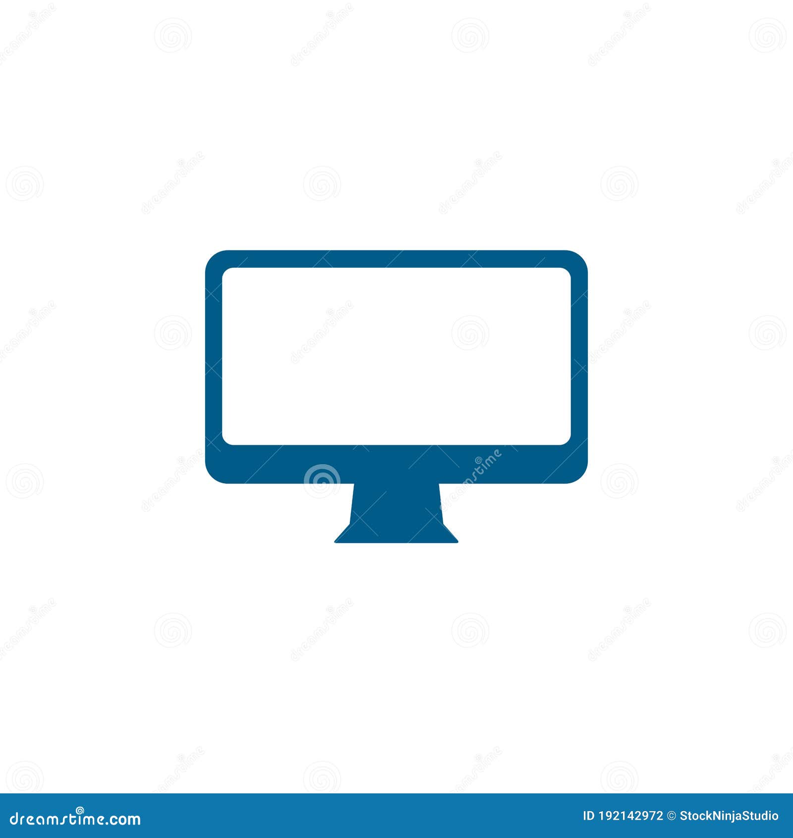 Computer Monitor Blue Icon on White Background. Blue Flat Style Vector ...