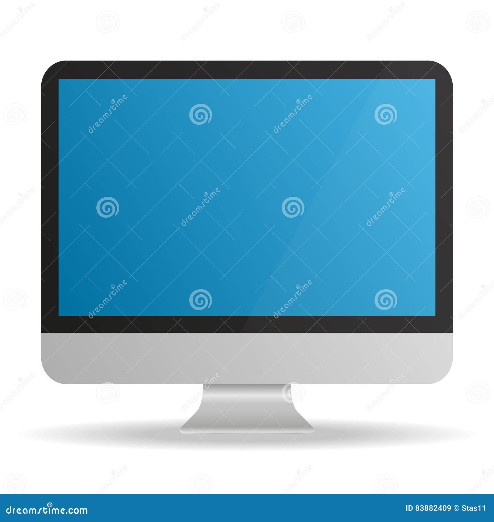 Computer Monitor with Blue Screen on a White Background Stock Vector ...