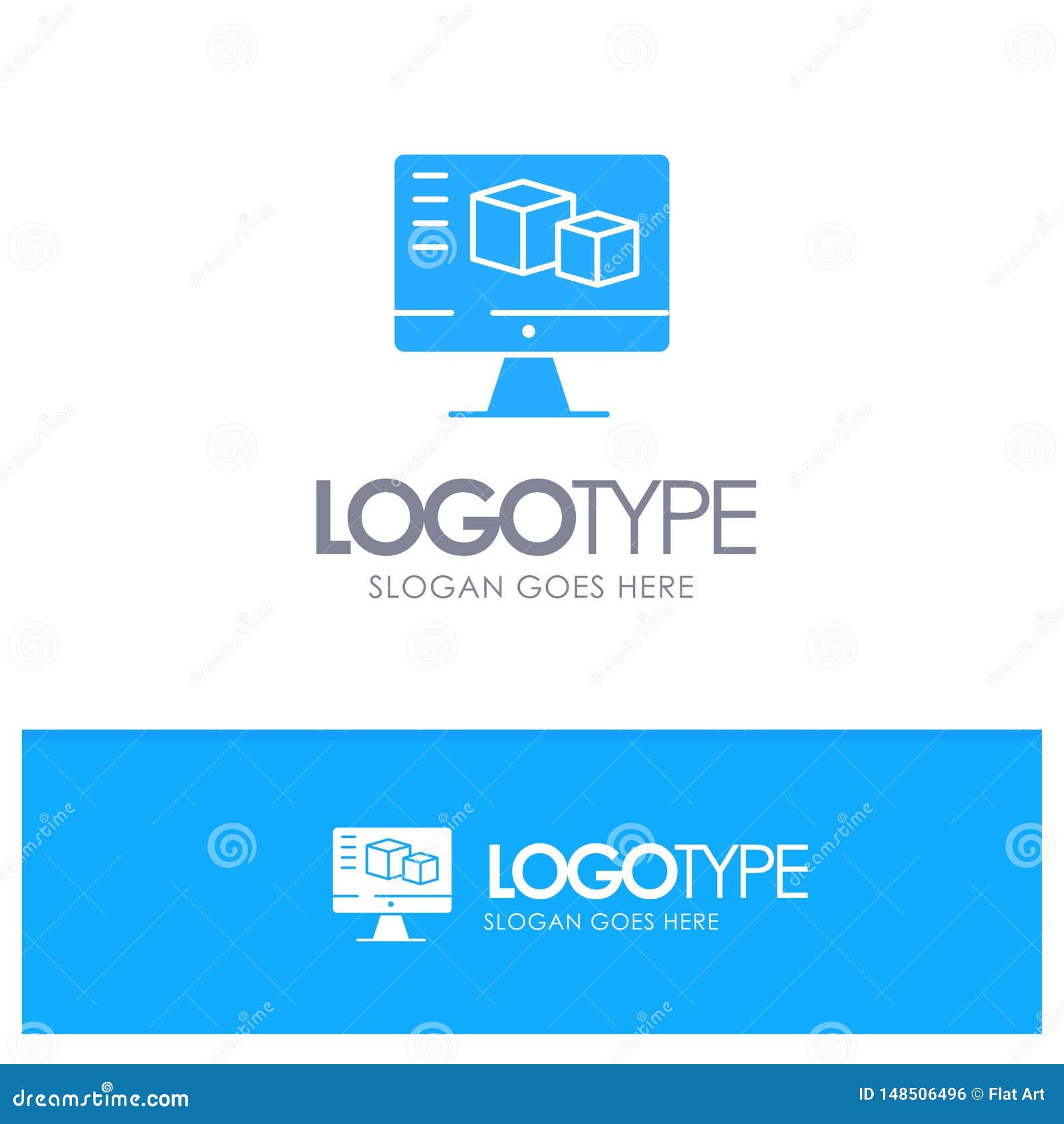 Computer, Monitor, Box, Computing Blue Logo Vector Stock Vector ...