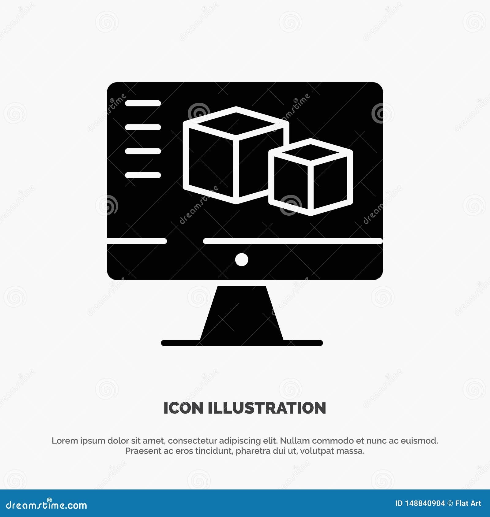 Computer, Monitor, Box, Computing Solid Black Glyph Icon Stock Vector ...