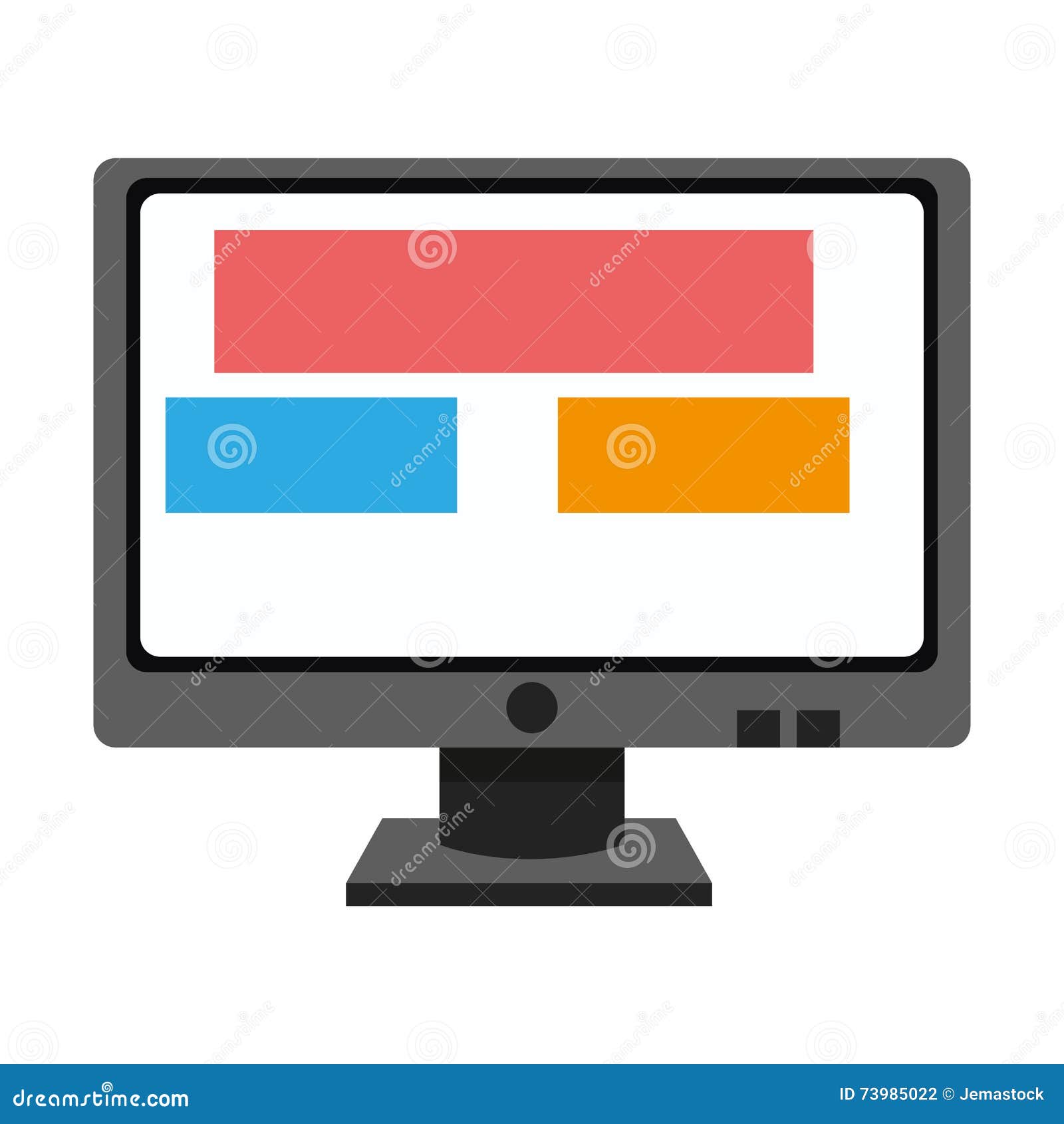 Computer Monitor with Boxes on Screen Icon Stock Illustration ...