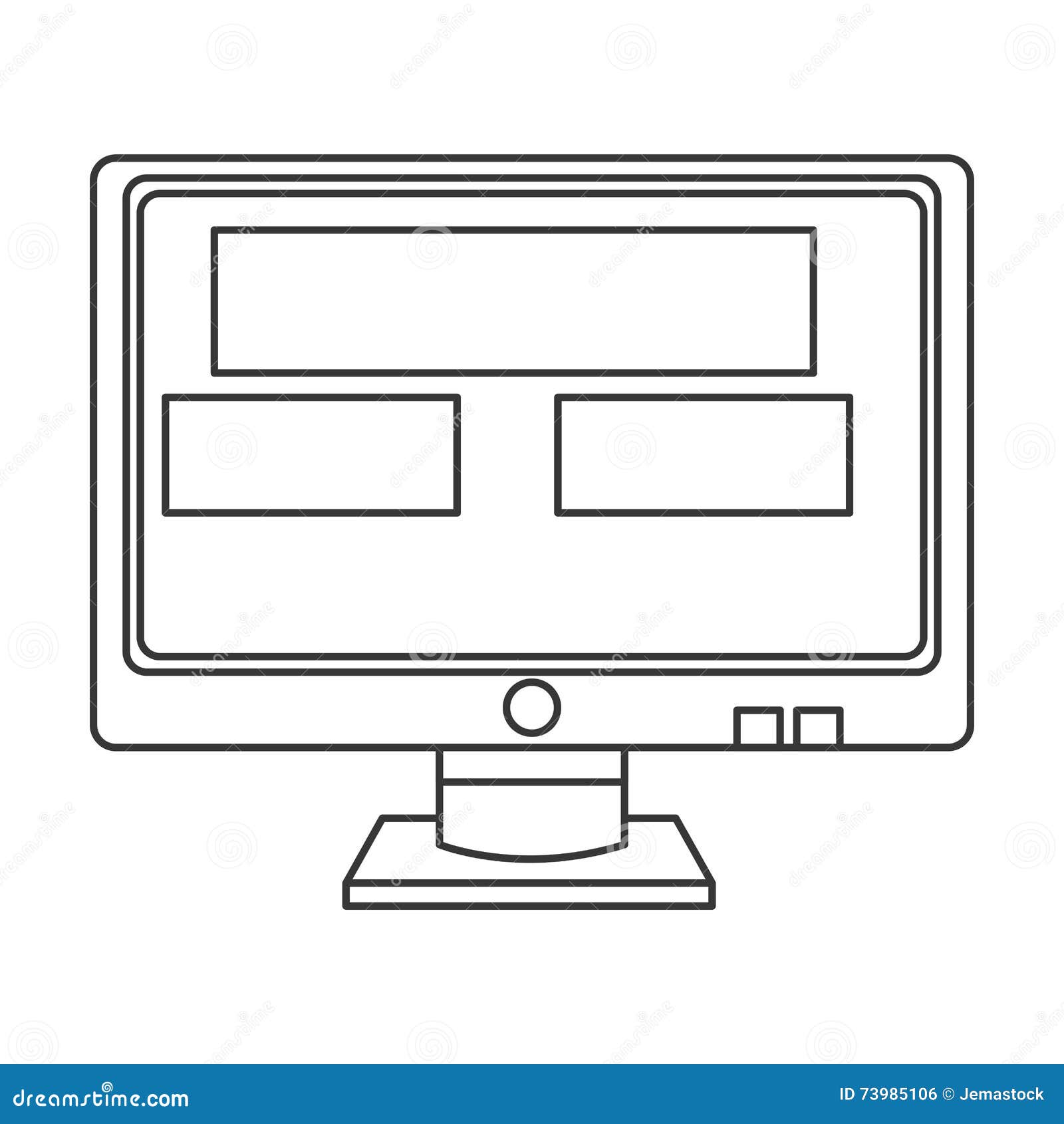 Computer Monitor with Boxes on Screen Icon Stock Illustration ...