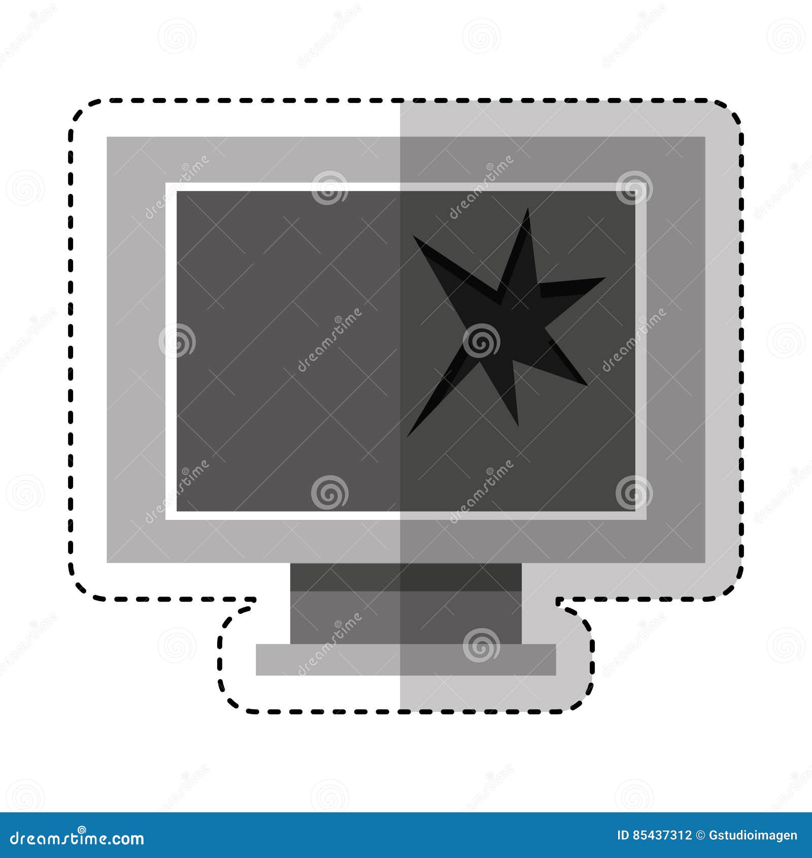 Computer Monitor Broken Isolated Icon Stock Vector - Illustration of ...