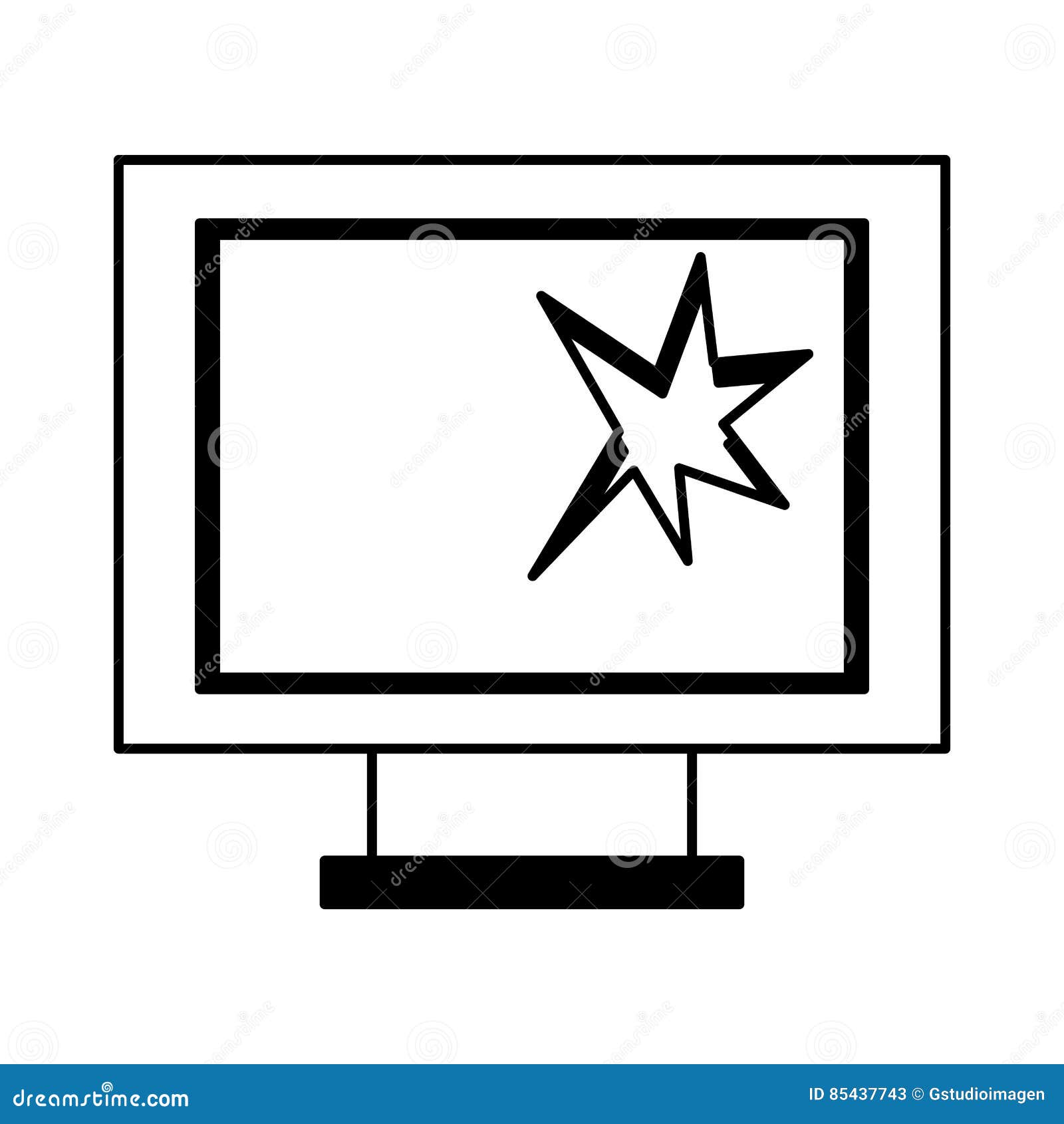 Computer Monitor Broken Isolated Icon Stock Vector - Illustration of ...