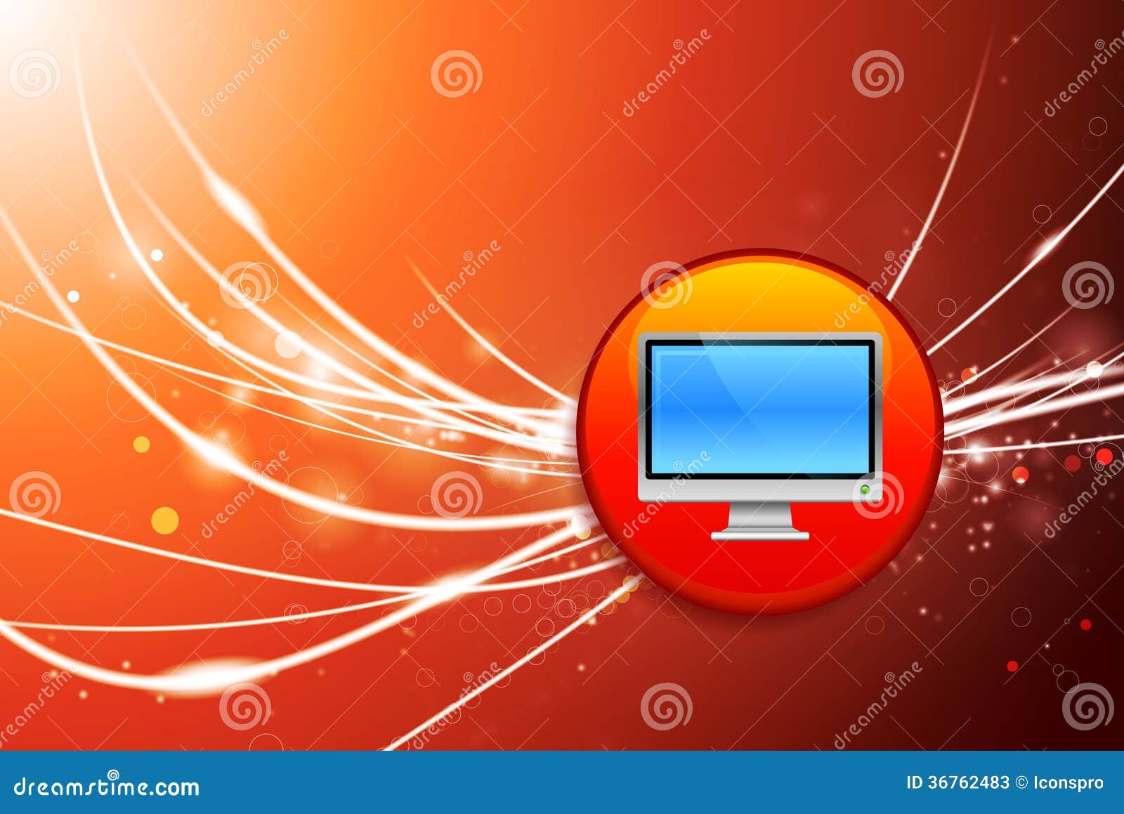 Computer Monitor Button on Red Abstract Light Background Stock ...