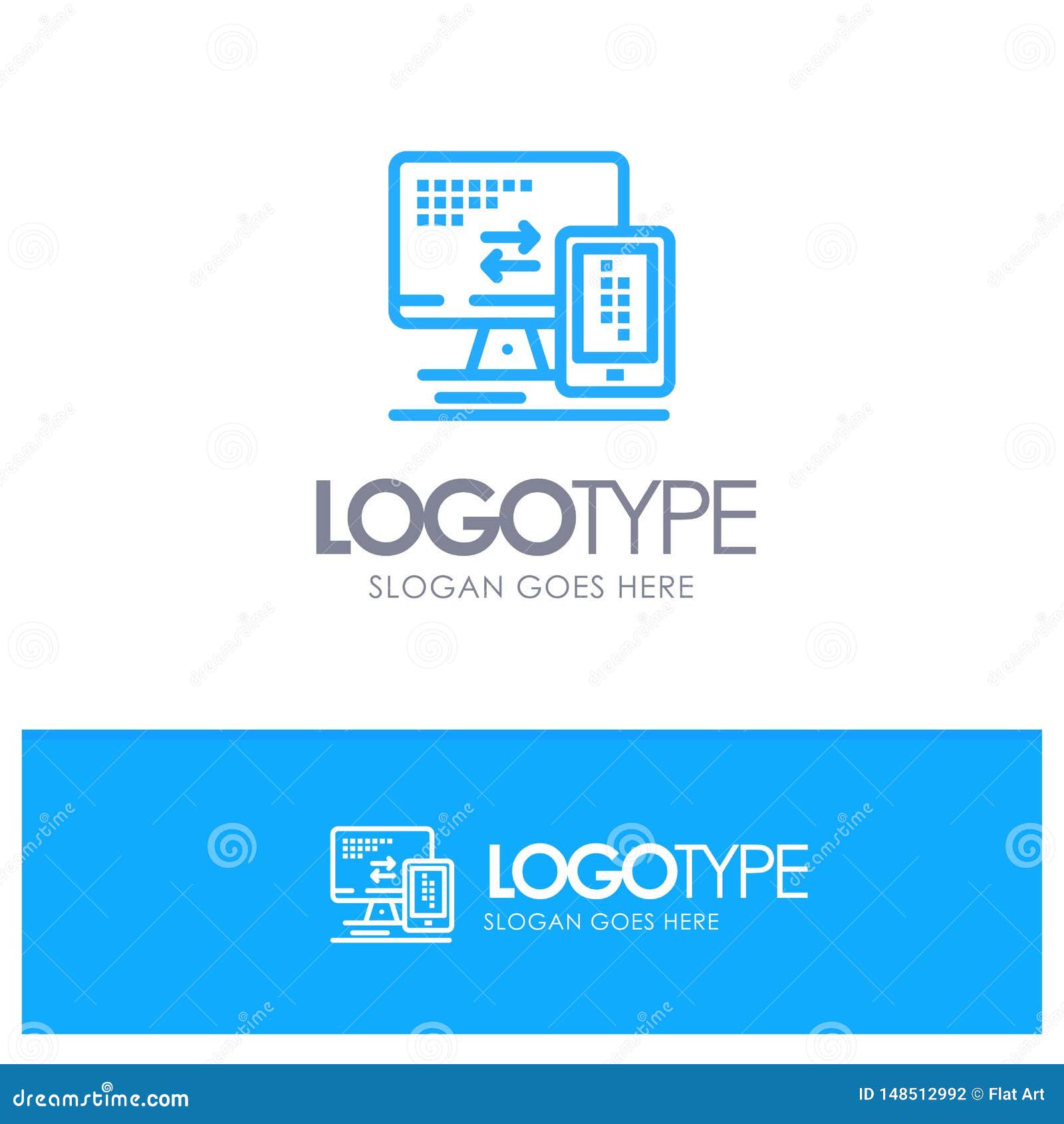 Computer, Monitor, Cellulare, Cellula Logo Line Style Blu Illustrazione ...