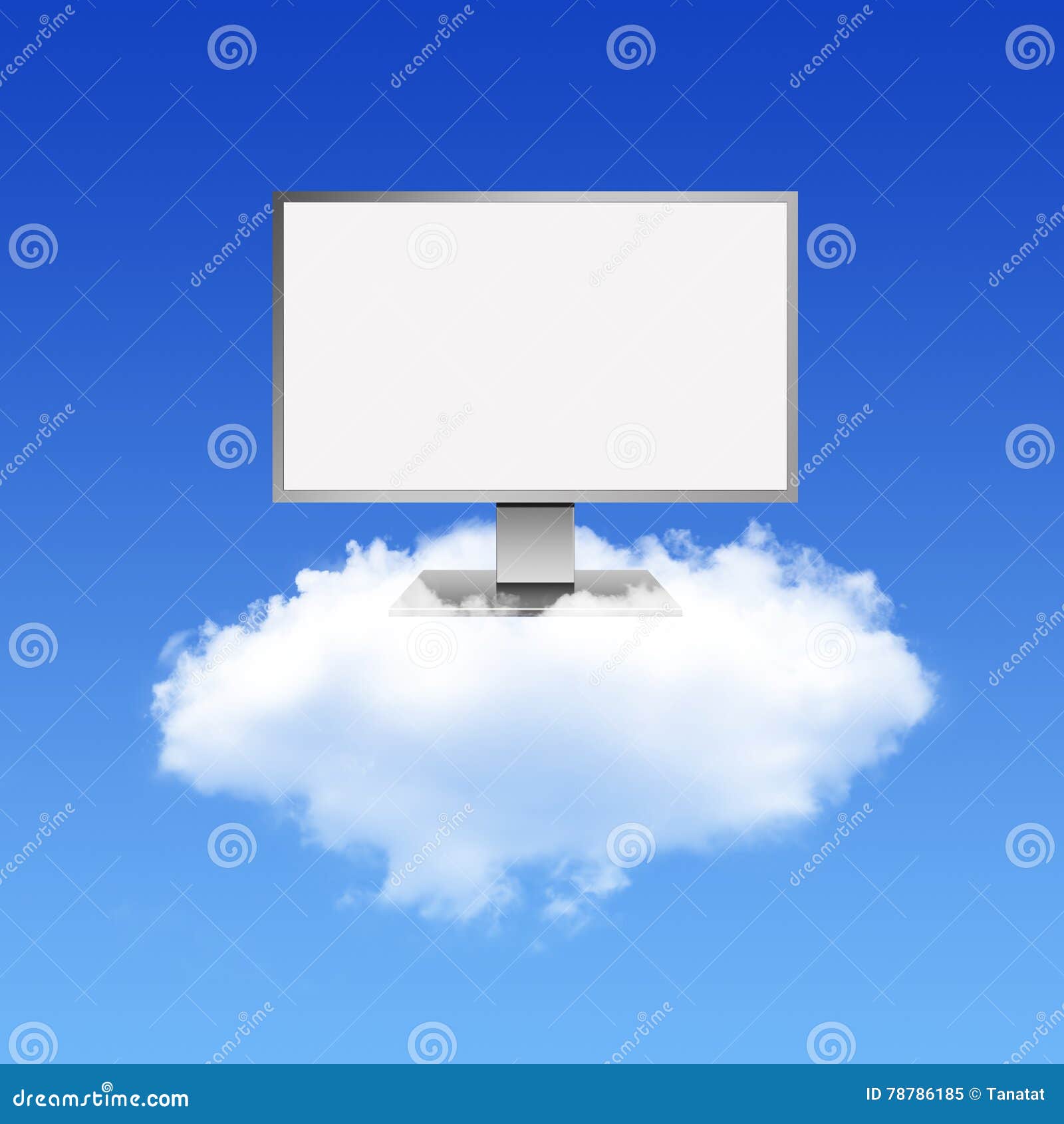 Computer Monitor on Cloud Computing Network Stock Illustration ...