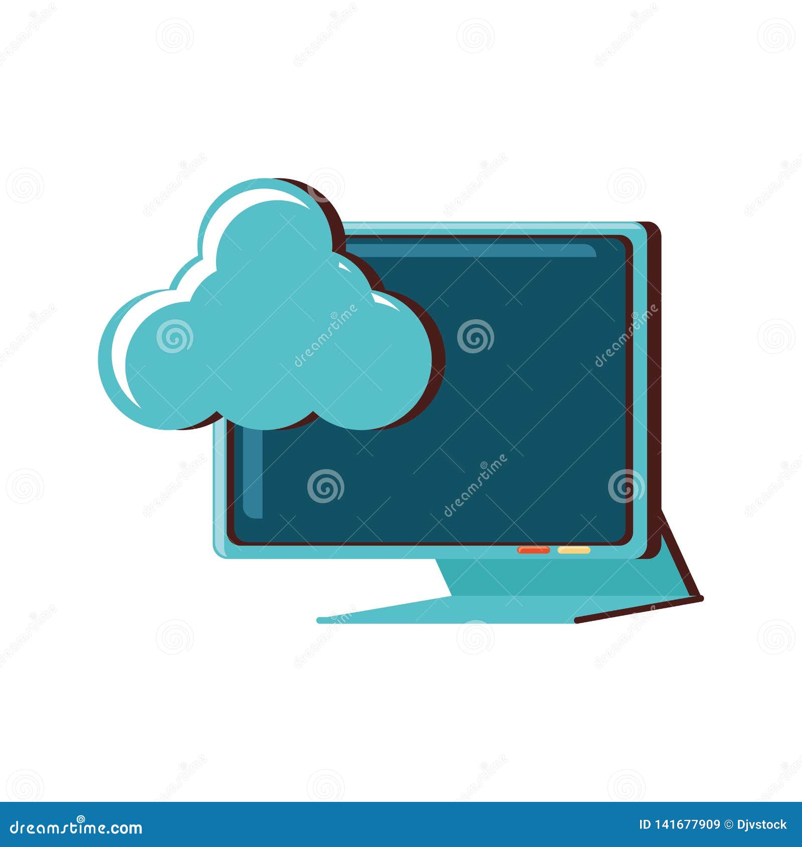 Computer Monitor with Cloud Computing Stock Vector - Illustration of ...