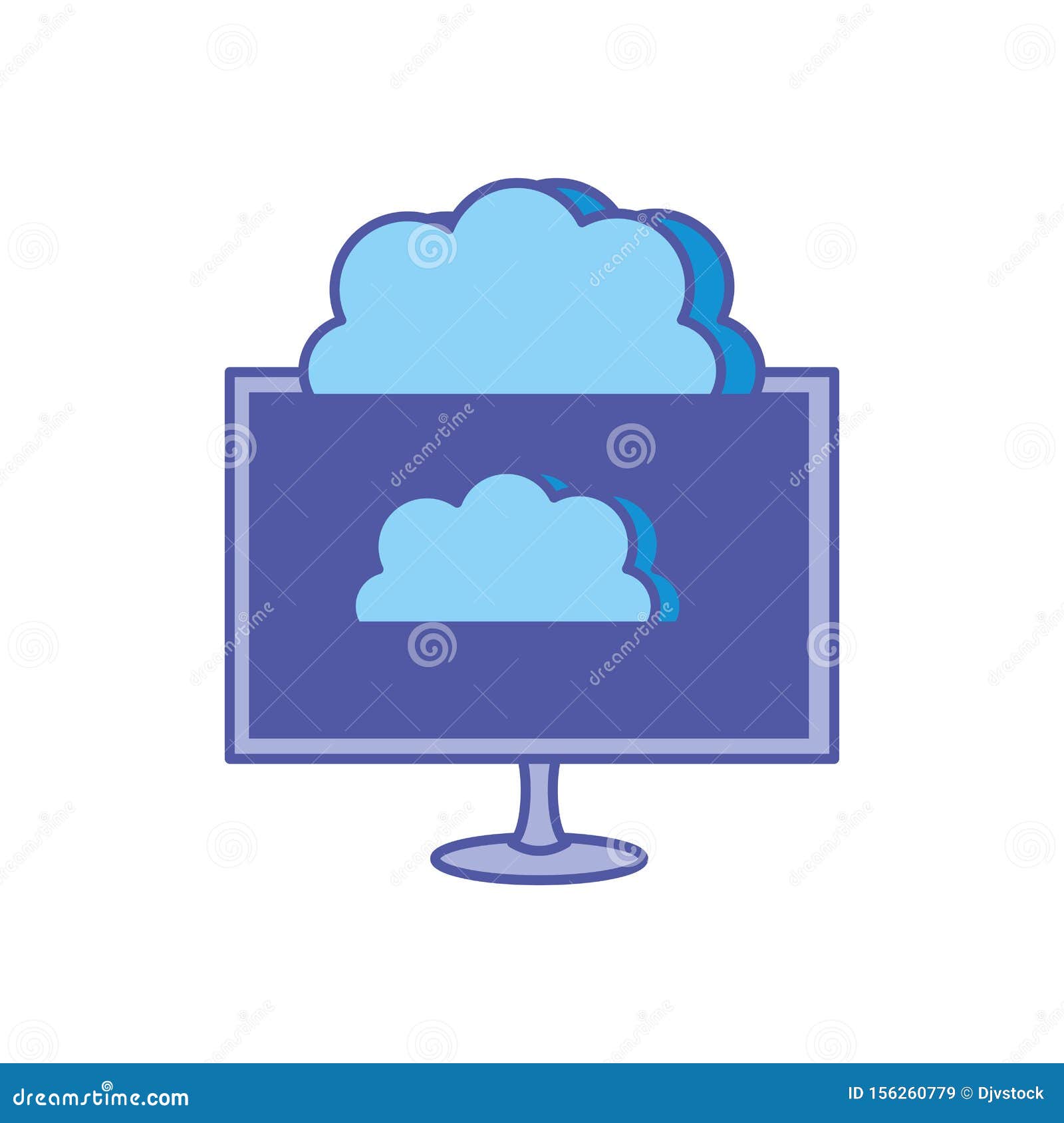 Computer Monitor with Clouds Computing Stock Illustration ...