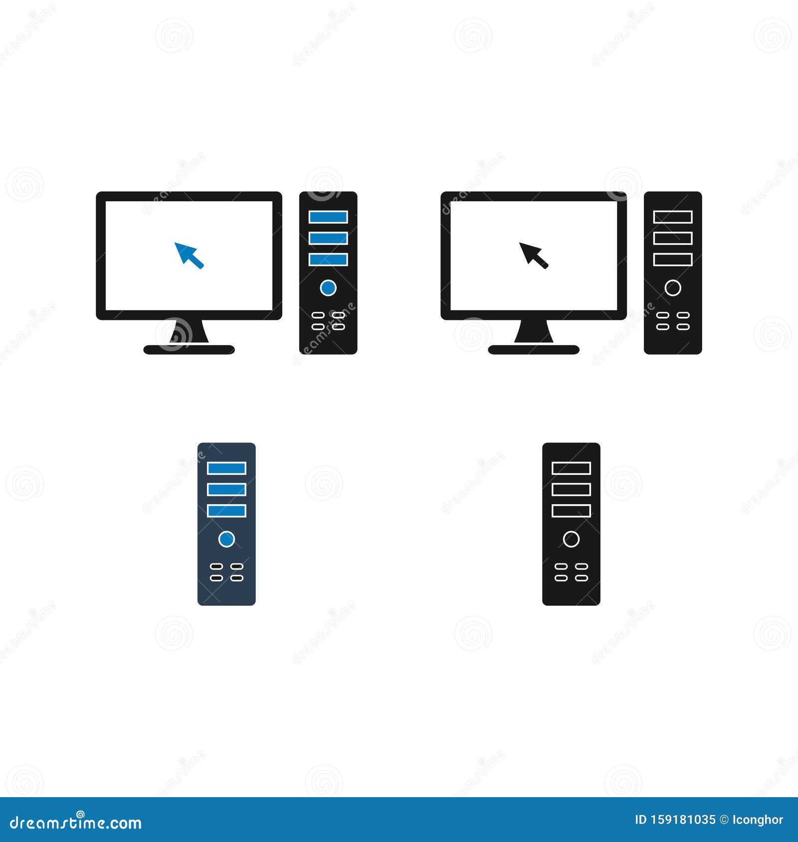 Computer Monitor and CPU Icon Set. Stock Vector - Illustration of ... Computer Monitor and CPU Icon Set. Stock Vector - Illustration of ...