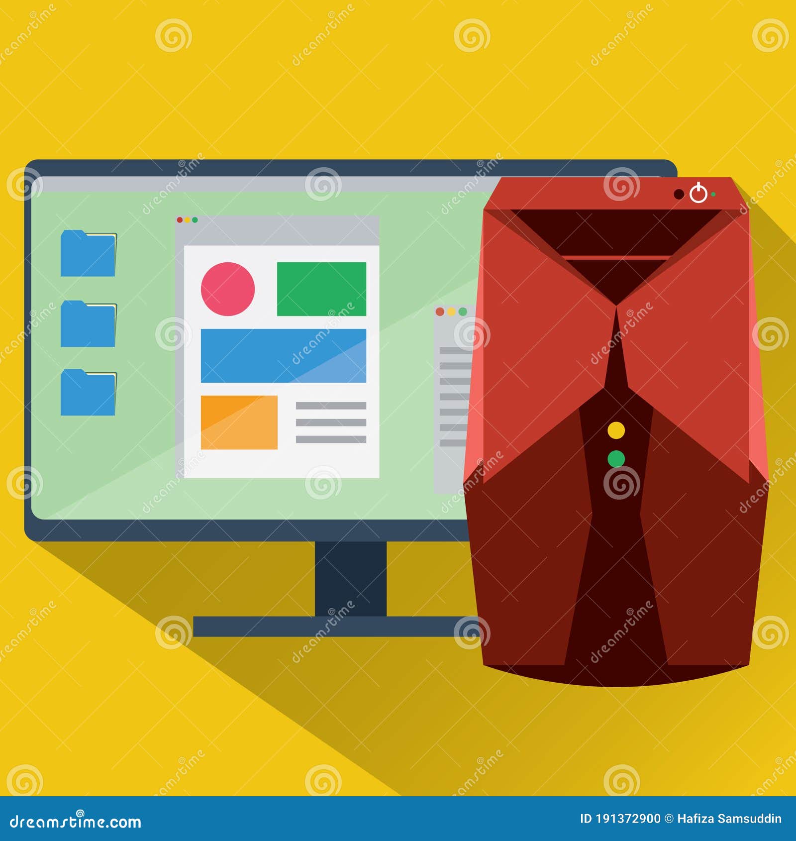 Computer Monitor with Cpu. Vector Illustration Decorative Design Stock ...