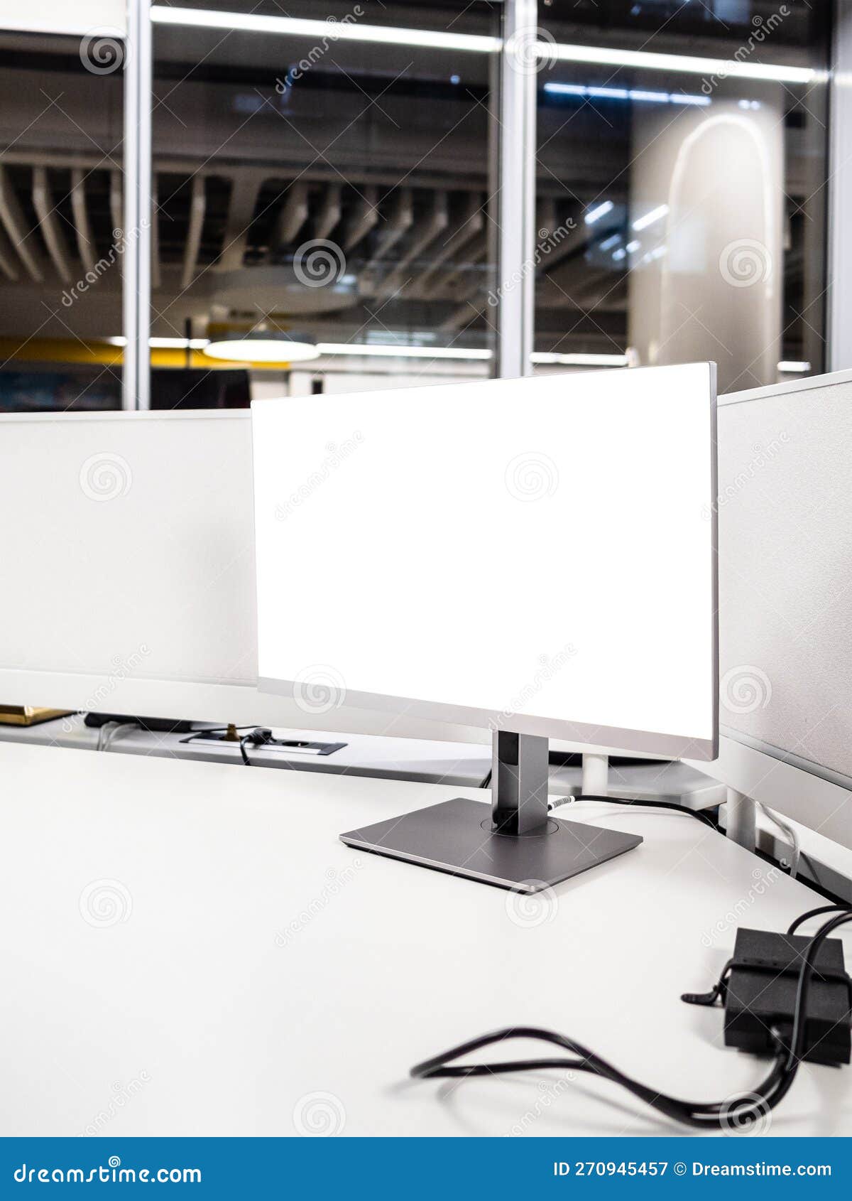 PC Monitor With Cutout Screen Standing On Office Table With Keyboard ...