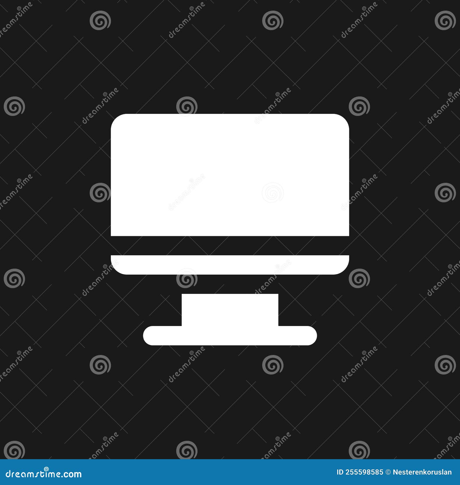 Computer Monitor Dark Mode Glyph Ui Icon Stock Vector - Illustration of ...