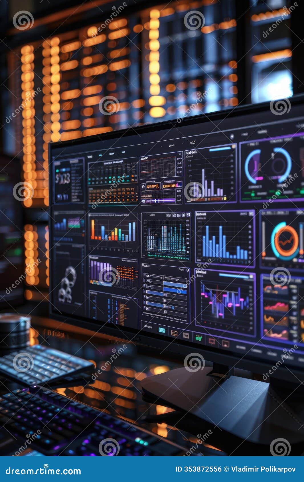 Computer Monitor on Desk, Suitable for Office or Home Workspace Stock ...