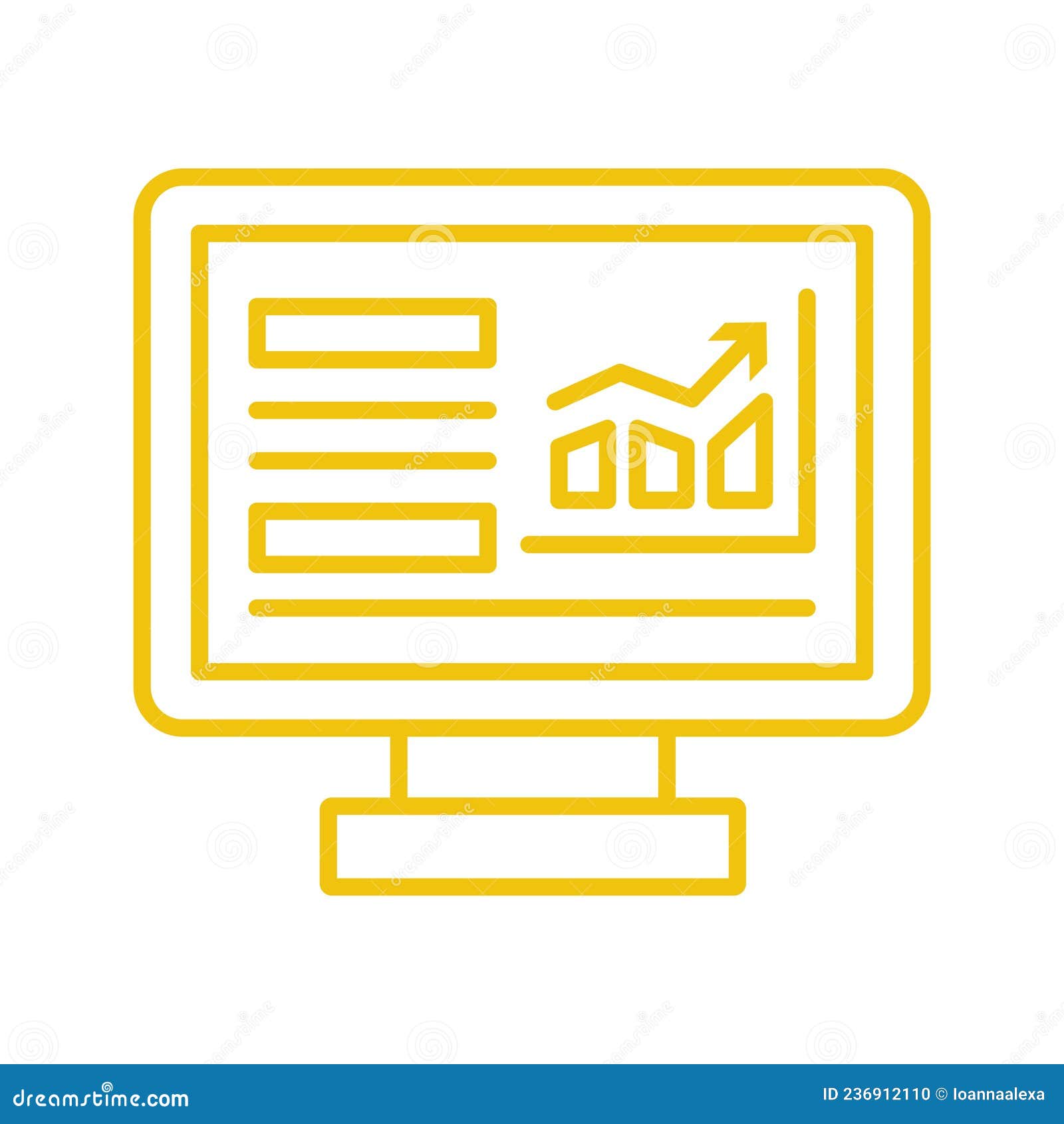 Computer Monitor with Diagrams on the Screen Stock Illustration ...