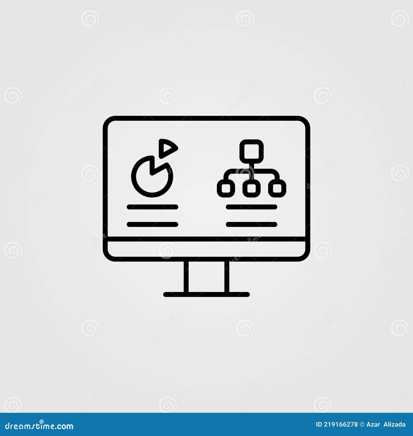 Computer Monitor Display of Business Report Icon Illustration ...