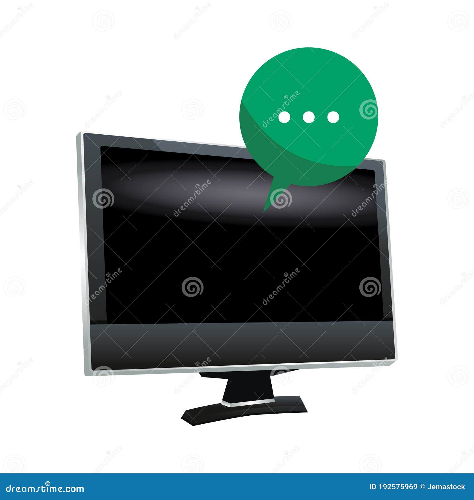 Computer Monitor Display with Speech Bubble Stock Vector - Illustration ...