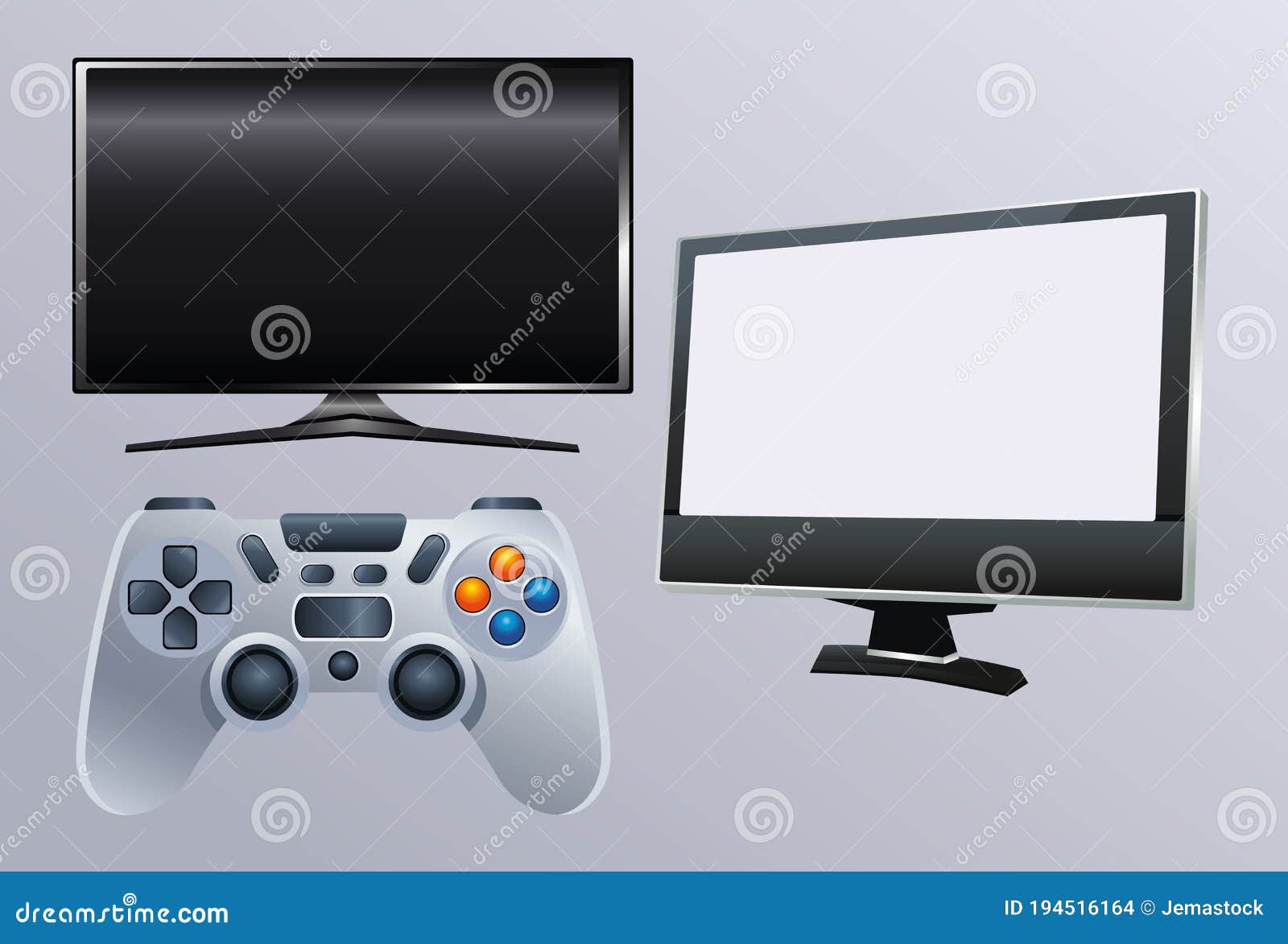 Computer Monitor Display with Video Game Control Stock Vector ...