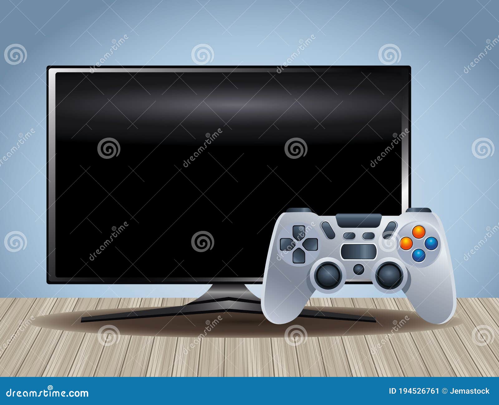 Computer Monitor Display with Video Game Control Stock Vector ...