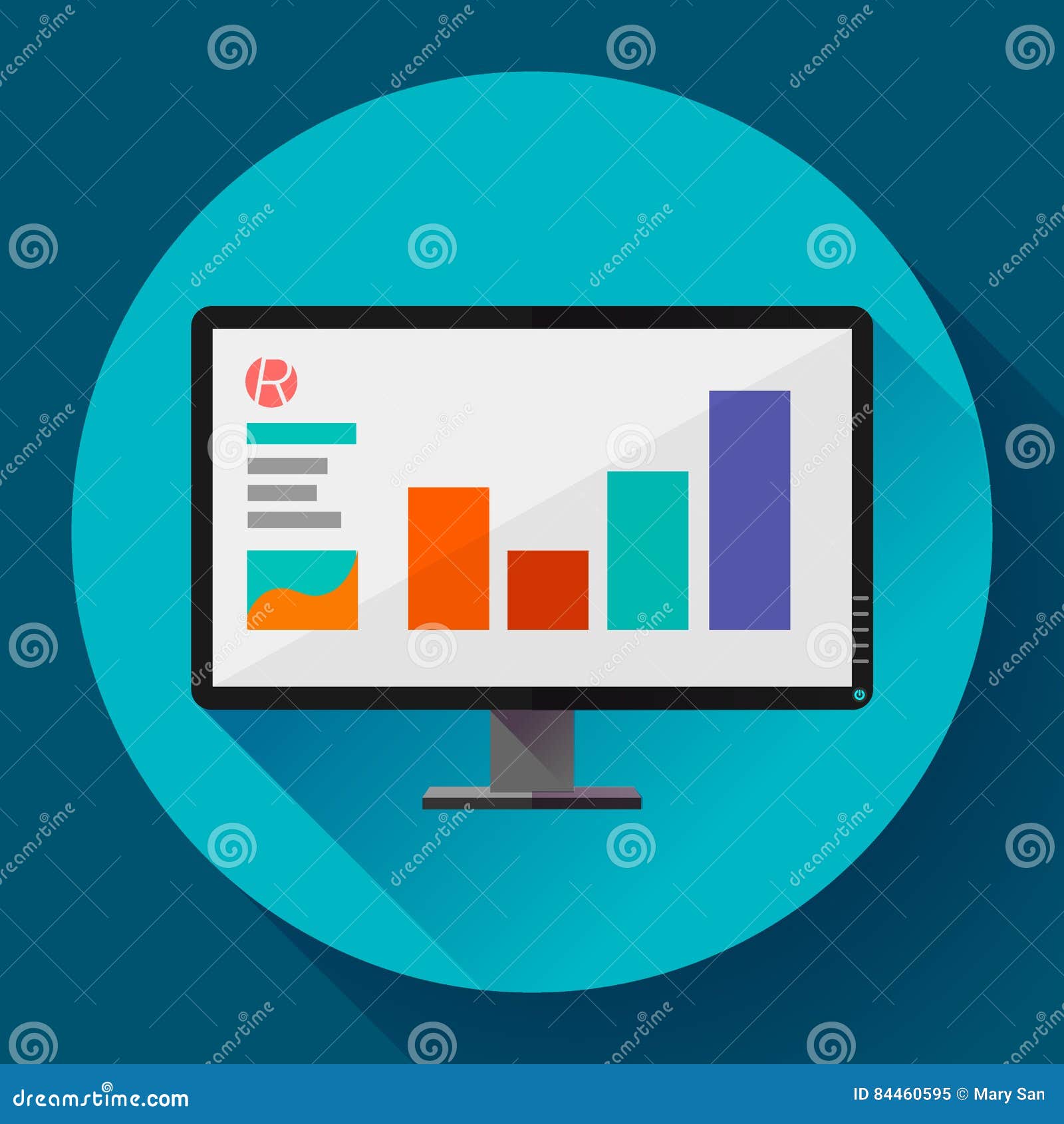 Computer Monitor Display Wide Screen Icon. Presentation. Flat Design ...