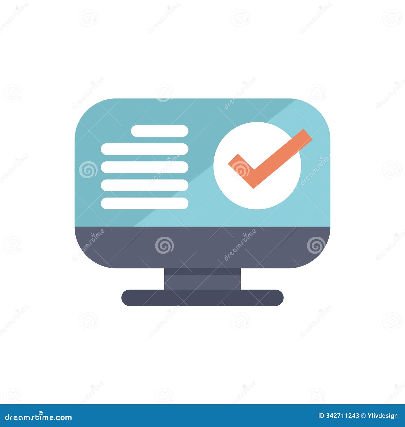 Computer Monitor Displaying Checkmark Icon for Completed Task Stock Illustration - Illustration ...
