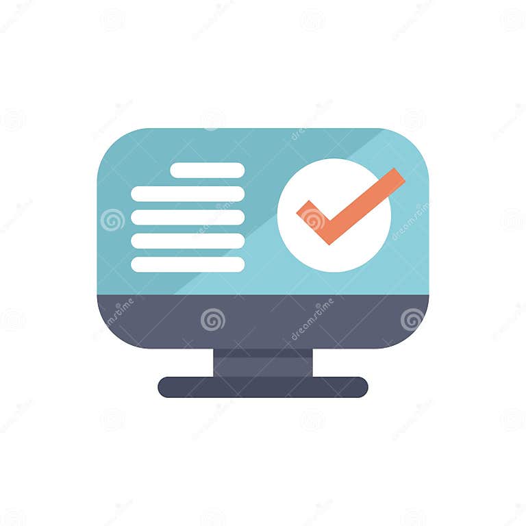 Computer Monitor Displaying Checkmark Icon for Completed Task Stock Illustration - Illustration ...