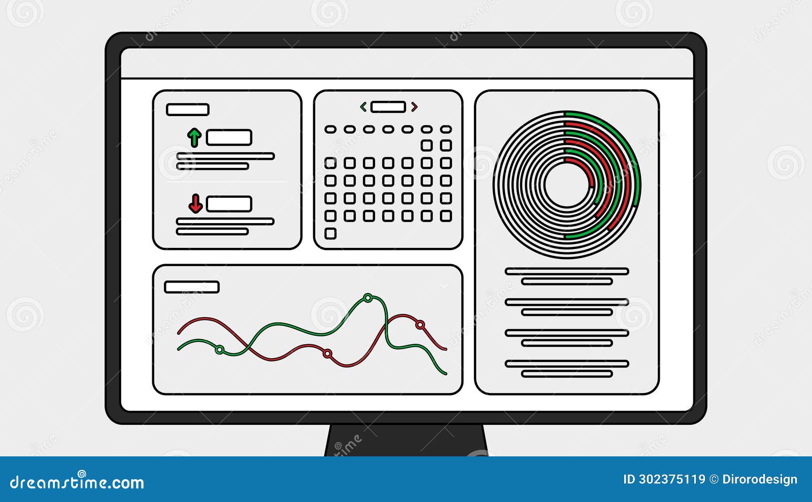 Computer Monitor Displaying Data Analysis Dashboard Stock Vector - Illustration of modern ...
