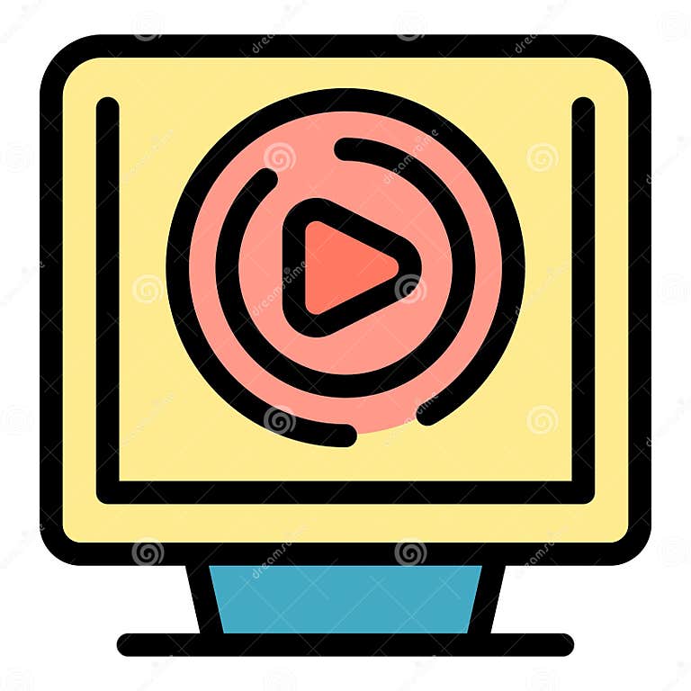 Computer Monitor Displaying Streaming Video Player Icon Stock Vector - Illustration of play ...