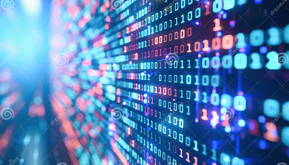 A Computer Monitor Displays an Array of Binary Code, Creating a ...